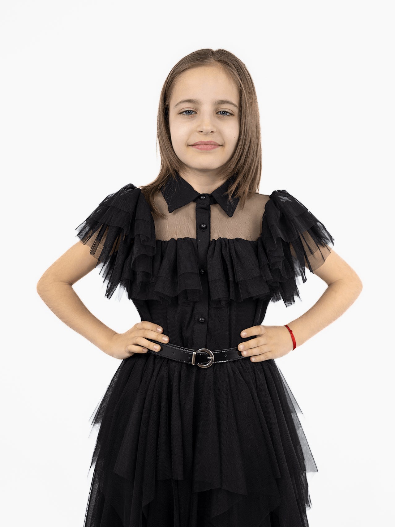 Rochie Wednesday, Neagra cu Maneca Scurta, Midi, Fete, Elastic in Talie ...