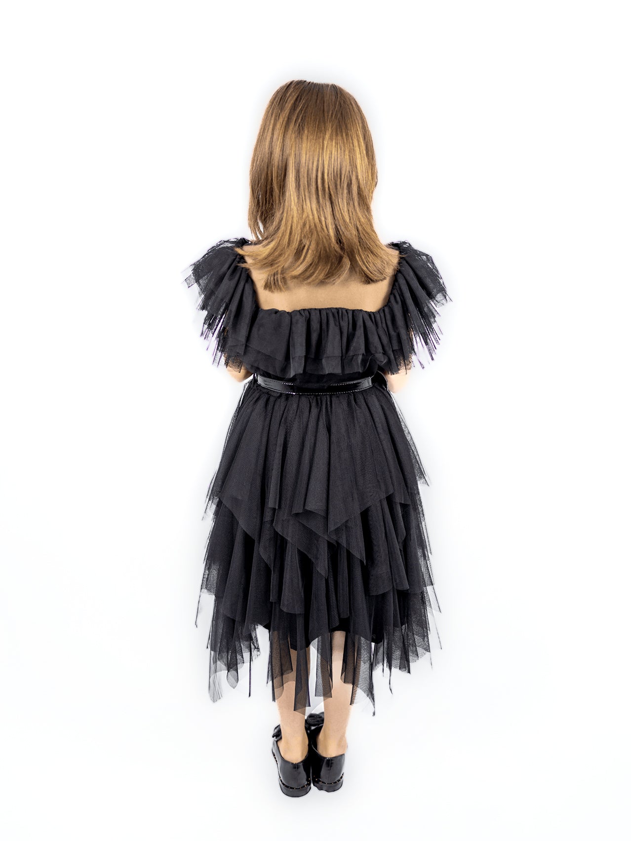 Rochie Wednesday, Neagra cu Maneca Scurta, Midi, Fete, Elastic in Talie ...