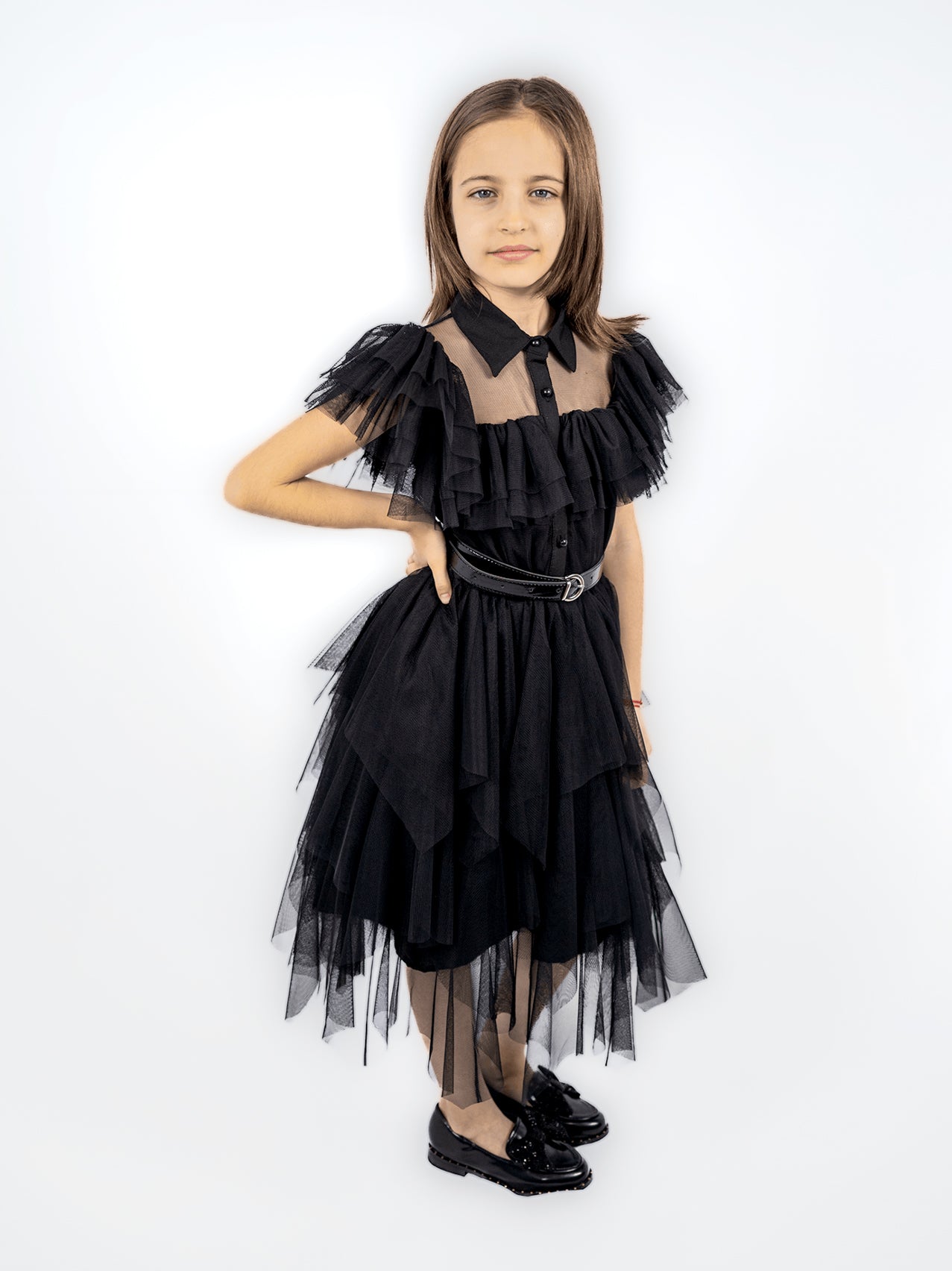 Rochie Wednesday, Neagra cu Maneca Scurta, Midi, Fete, Elastic in Talie ...